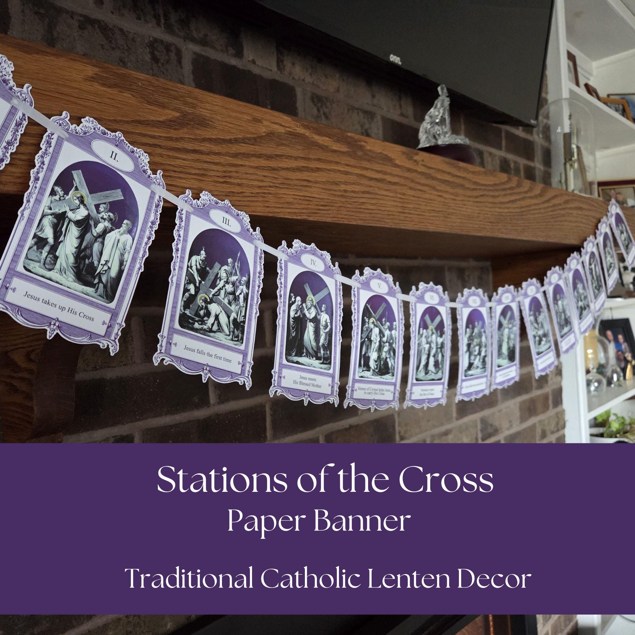 Stations of the Cross Paper Banner – Traditional Catholic Lenten Decor ...