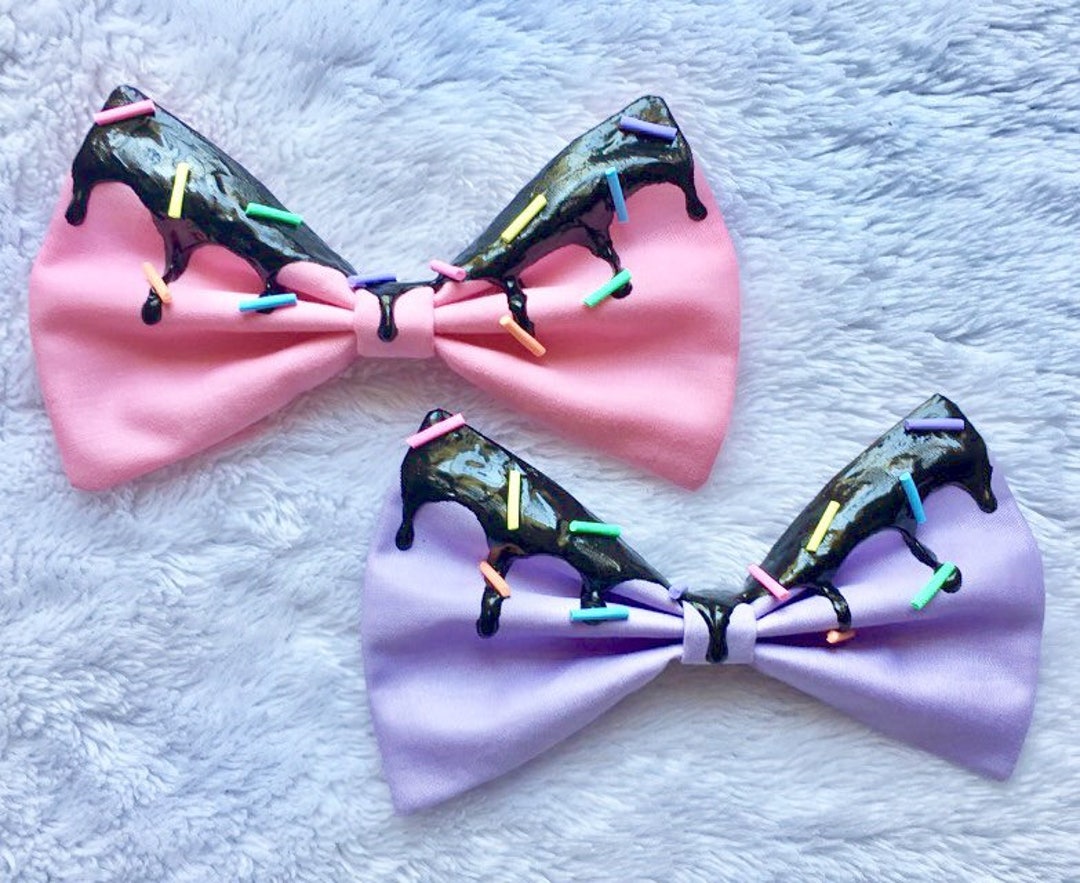 Pastel Goth Black Icing Bow With Rainbow Sprinkles - Etsy