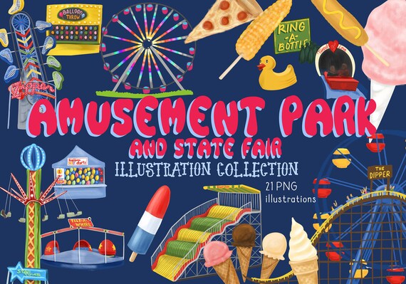Amusement Park and State Fair Illustration Collection Clip | Etsy