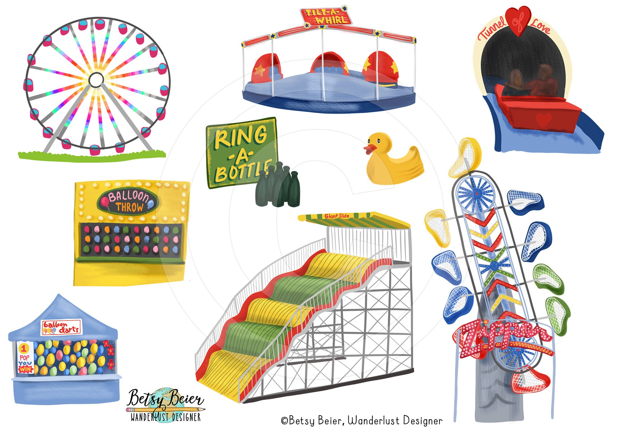 Amusement Park and State Fair Illustration Collection, Clip Art ...