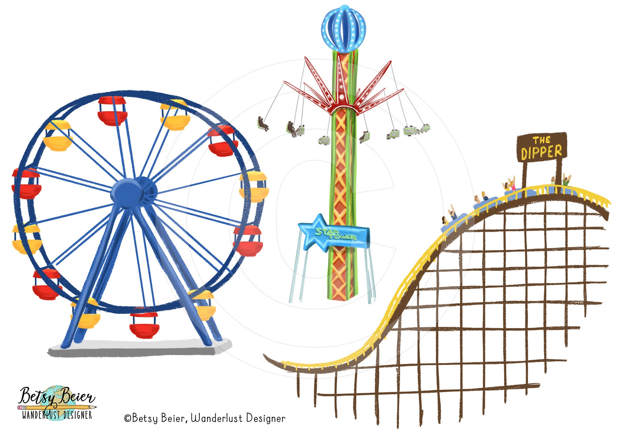 Amusement Park and State Fair Illustration Collection, Clip Art ...