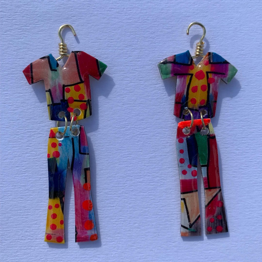 QUIRKY Earrings, Funky Dangle Earrings: Handmade Polka Dot Outfit ...