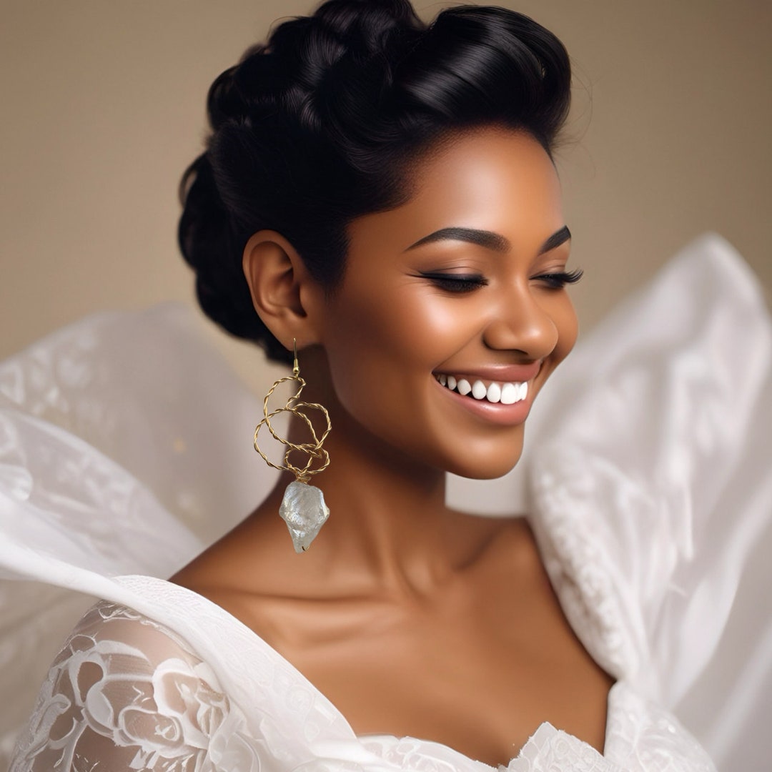 The Wired Pearl Statements, Wedding Earrings - Etsy