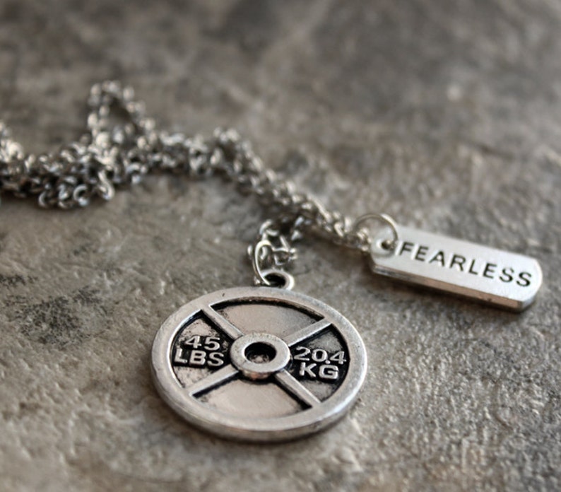 Fearless Necklace 45lb Weight Plate Jewelry Motivational | Etsy