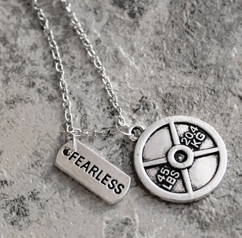 Fearless Necklace 45lb Weight Plate Jewelry Motivational | Etsy