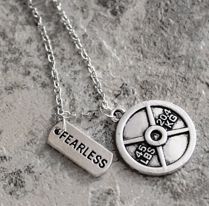 Fearless Necklace 45lb Weight Plate Jewelry Motivational | Etsy
