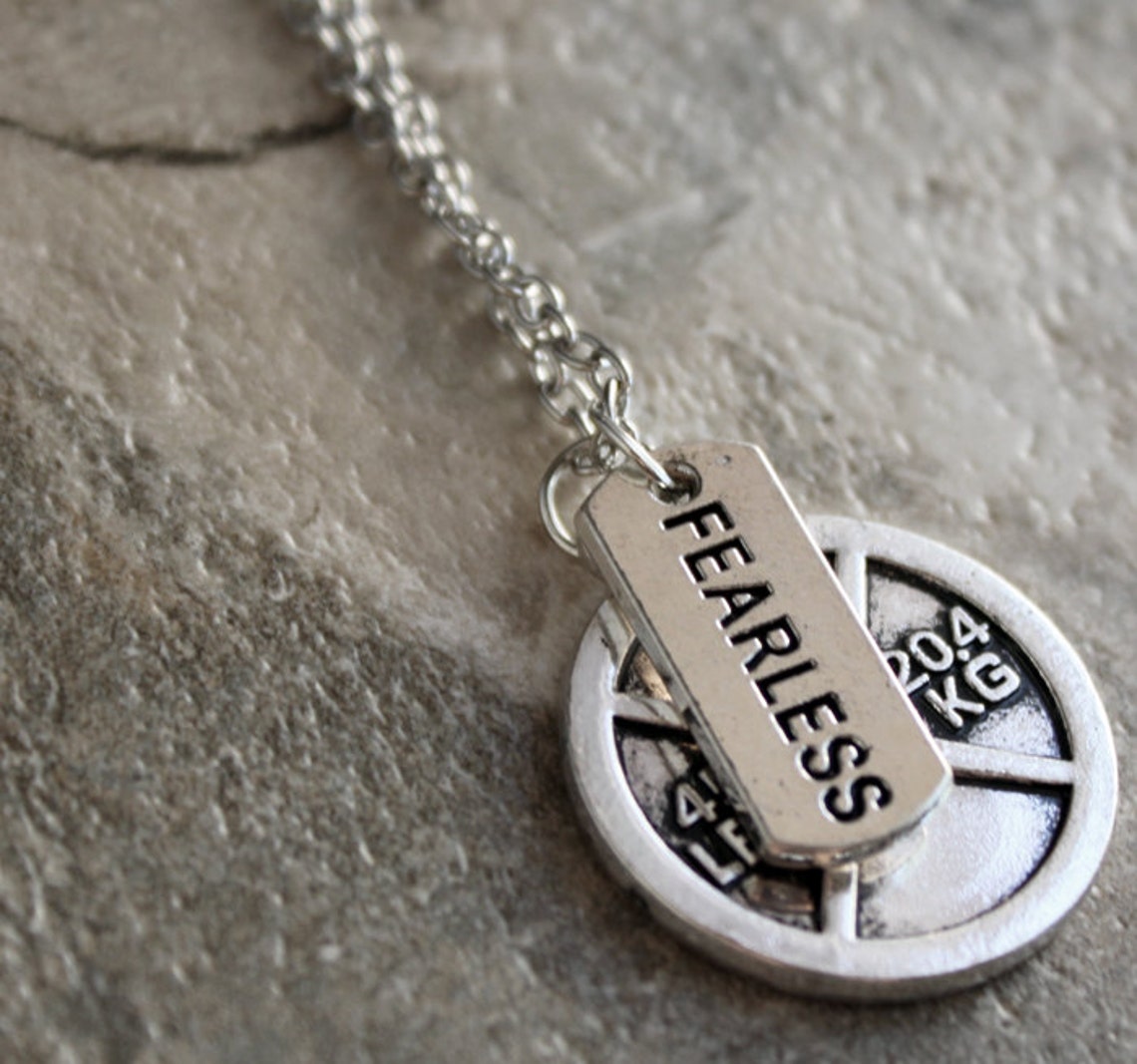 Fearless Necklace 45lb Weight Plate Jewelry Motivational | Etsy