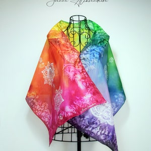 Hand Painted Silk Scarf- Mandala- Sacral Geometry Silk Art-chakra Silk ...