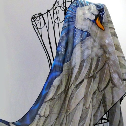 Hand Painted Silk Scarf the Swan Queen Swan Silk Scarf-bird | Etsy