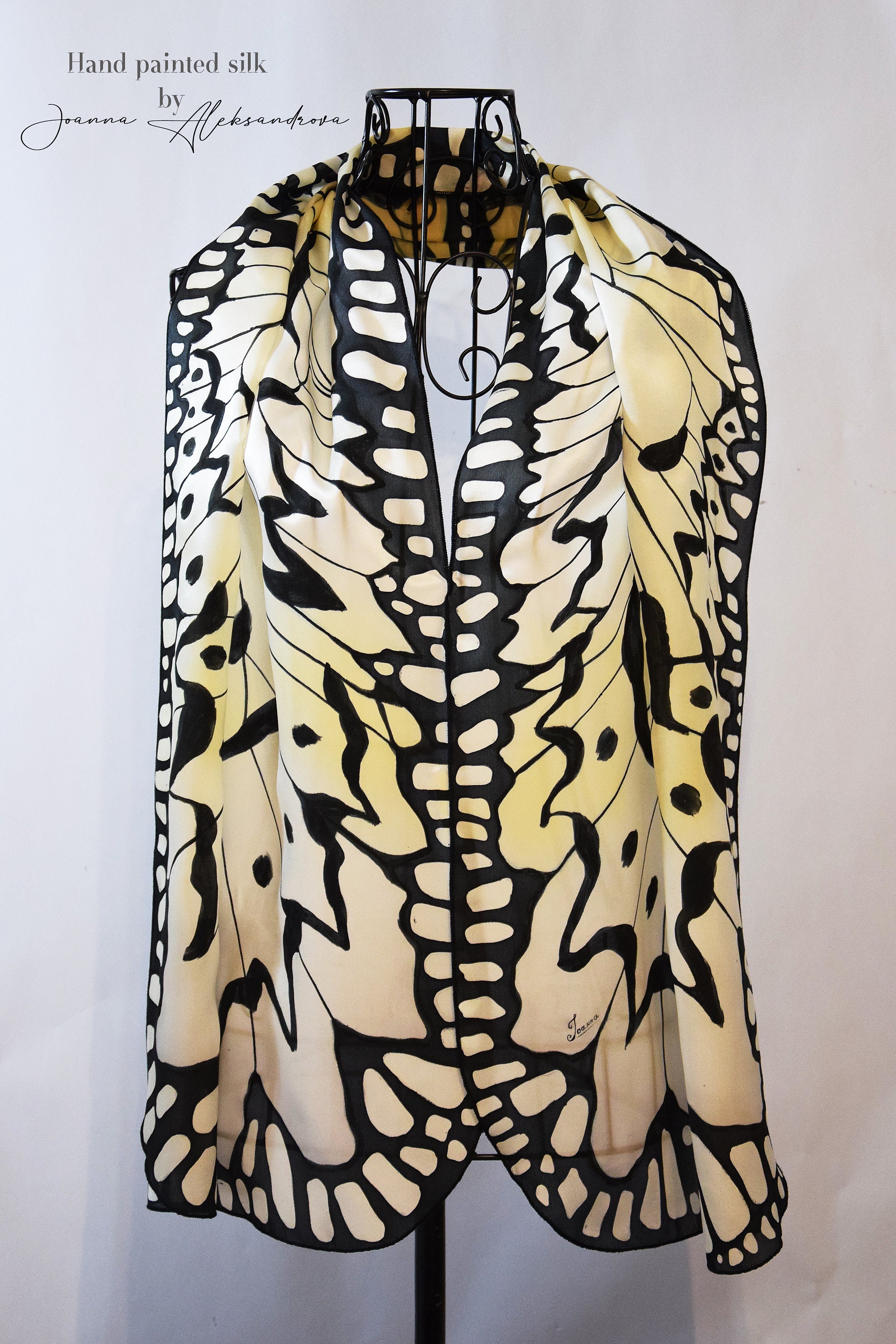 Hand Painted Silk Scarf - Alba Butterfly Wing- Butterfly Scarves- Wings ...