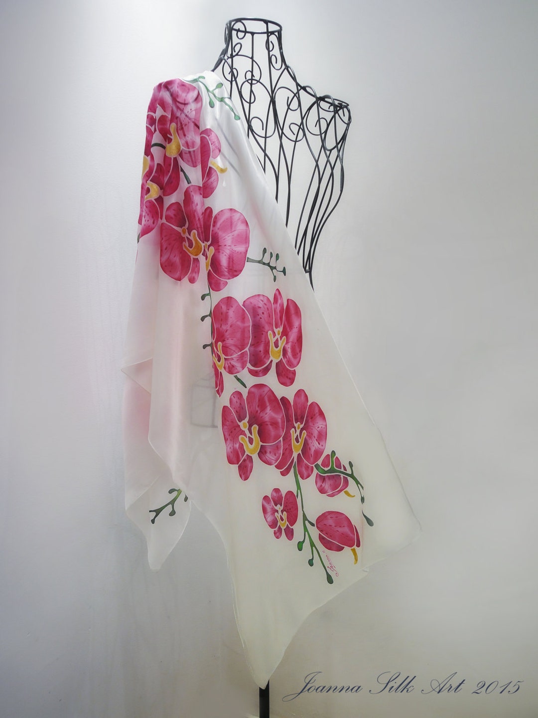 Hand Painted Silk Scarf - Tender Orchids- Flower Scarf-orchids Scarves ...