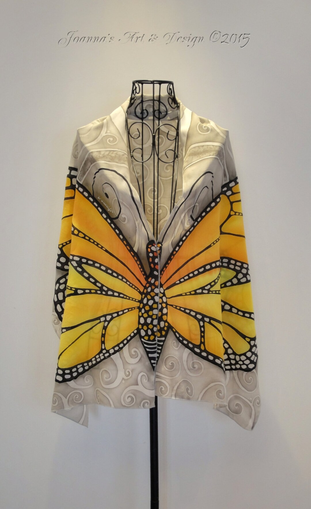 Hand Painted Pure Silk Scarf "the Great Monarch Butterfly" - Butterfly ...