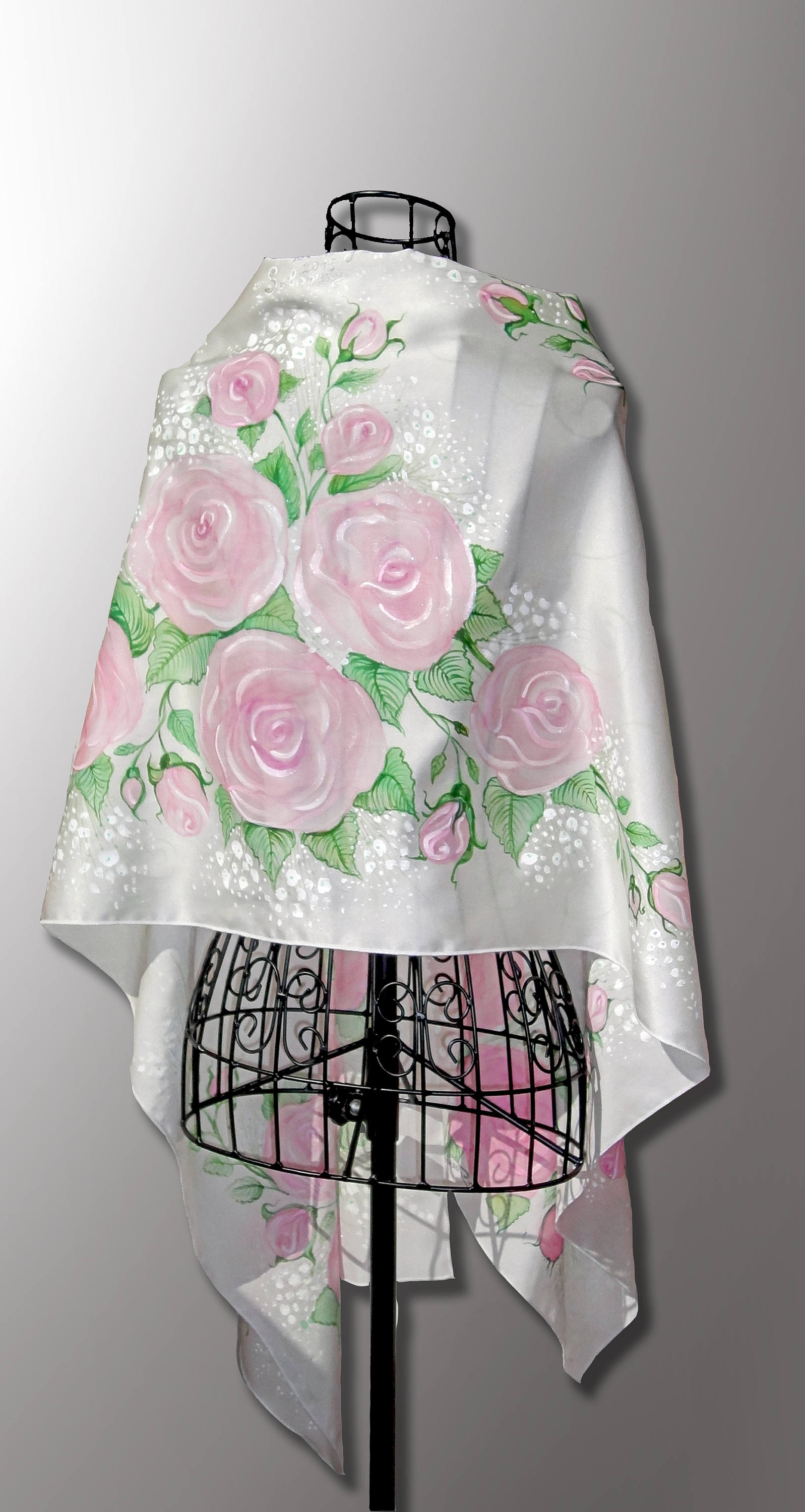 Hand Painted Silk Scarf constance Roses Roses Silk Scarf Flower Scarves ...