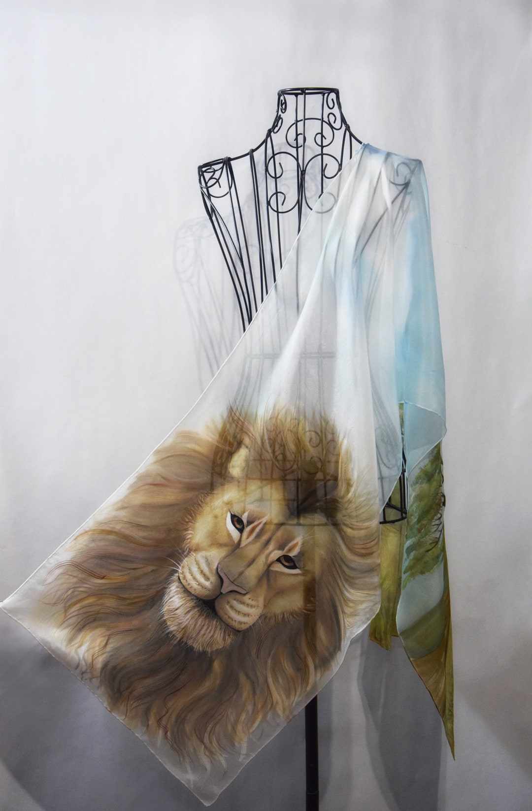 Hand Painted Silk Scarf the Lion King - Etsy