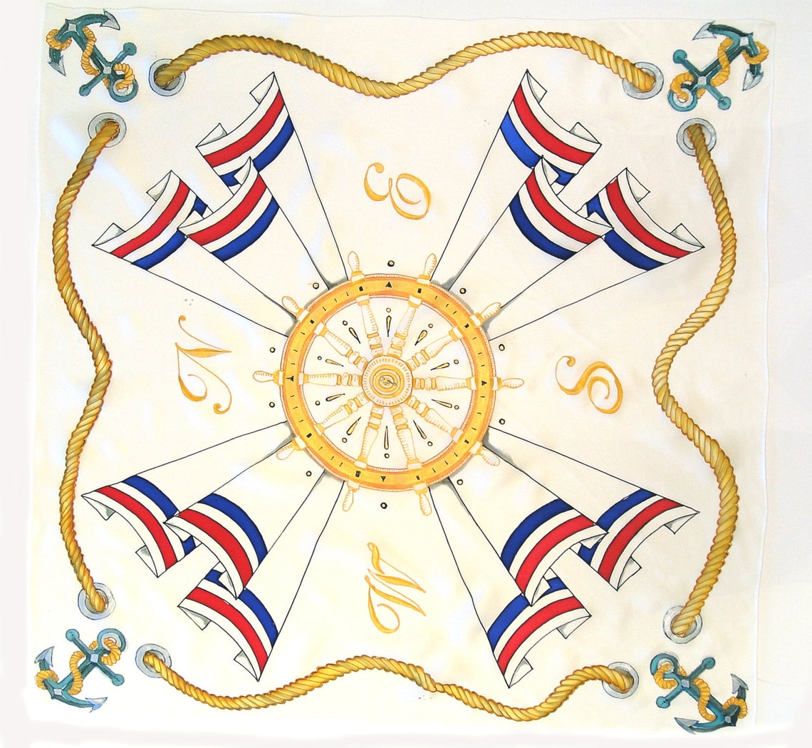 Hand Painted Silk Scarf marine Joy Sea Scarves-silk Art-square Scarf ...