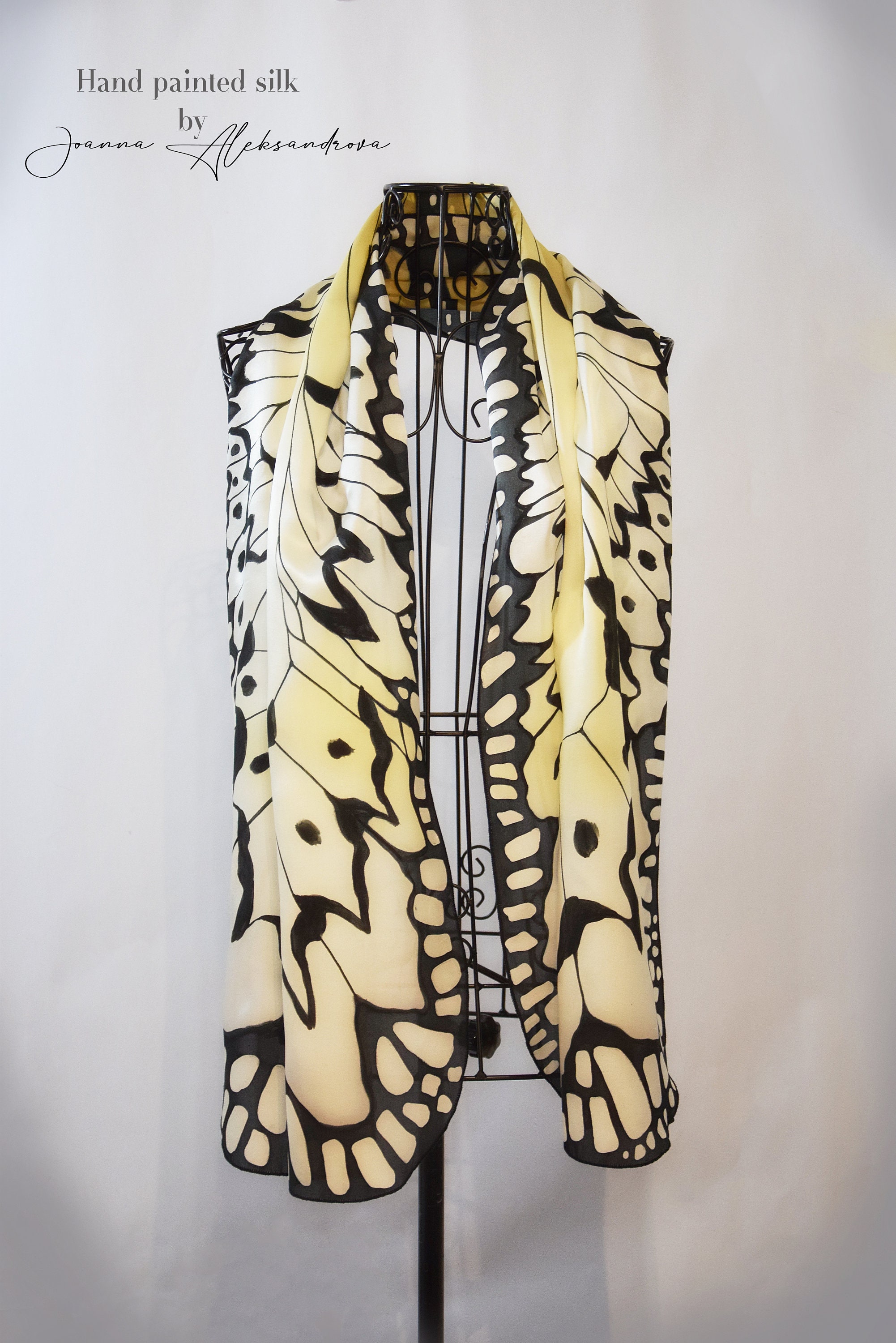 Hand Painted Silk Scarf - Alba Butterfly Wing- Butterfly Scarves- Wings ...