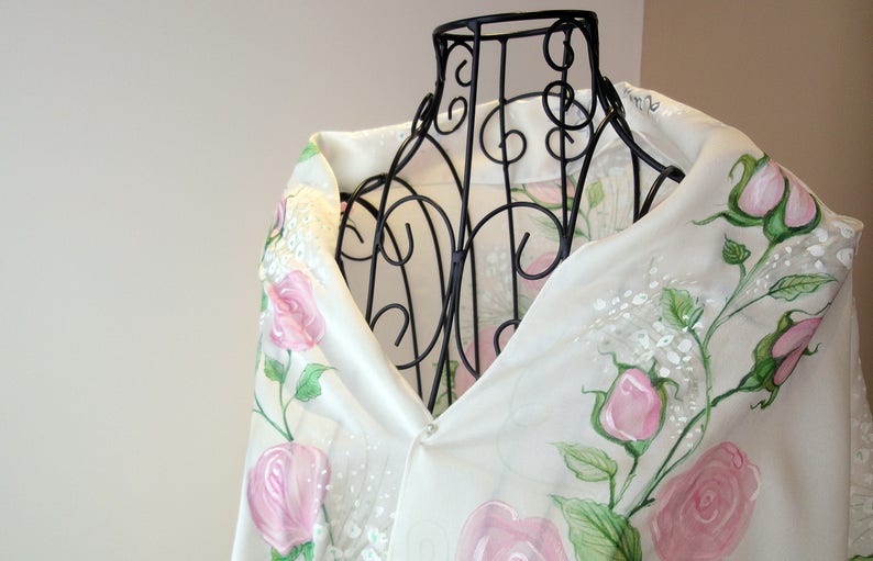 Hand Painted Silk Scarf constance Roses Roses Silk Scarf Flower Scarves ...