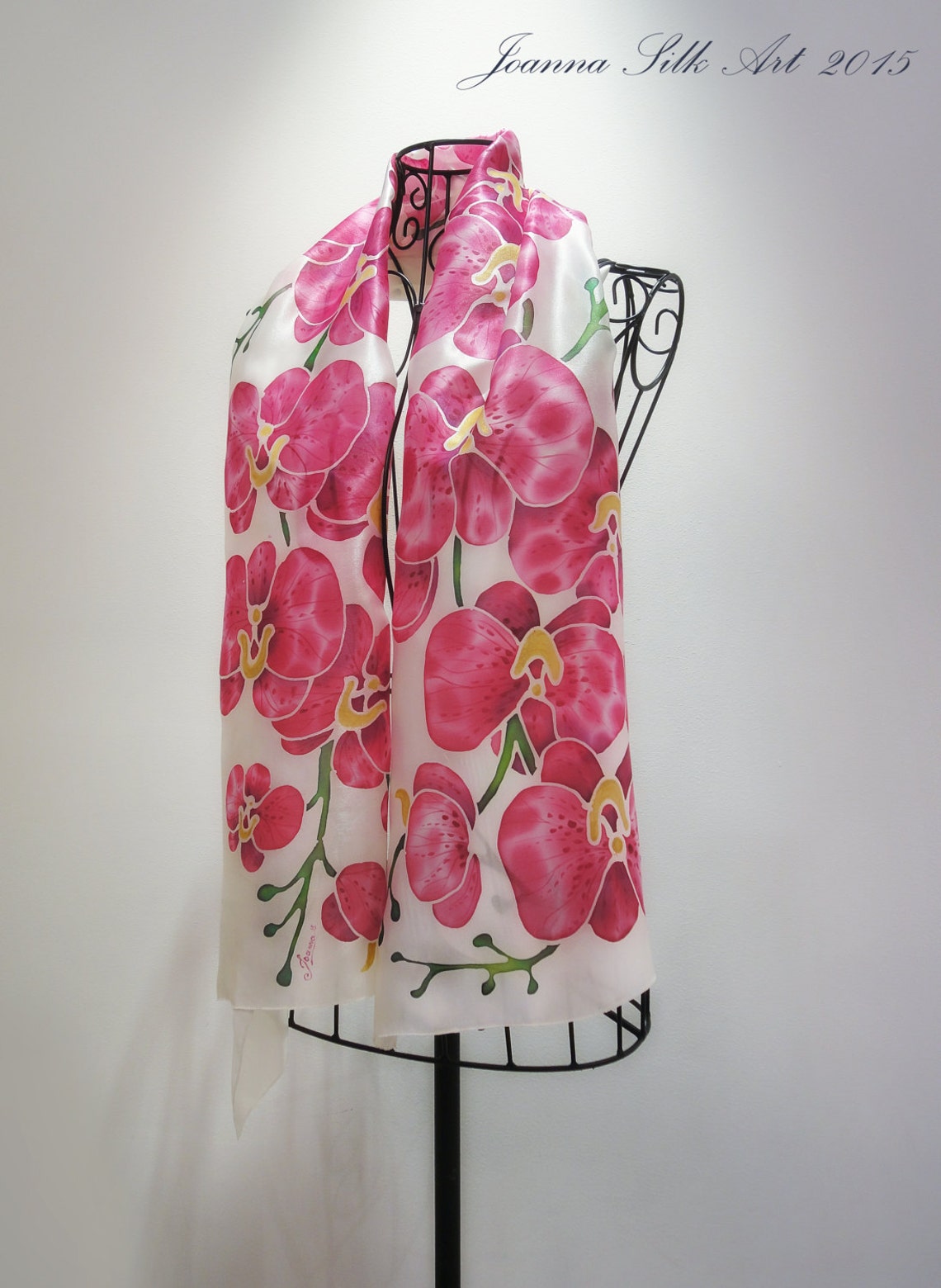 Hand Painted Silk Scarf - Tender Orchids- Flower Scarf-orchids Scarves ...