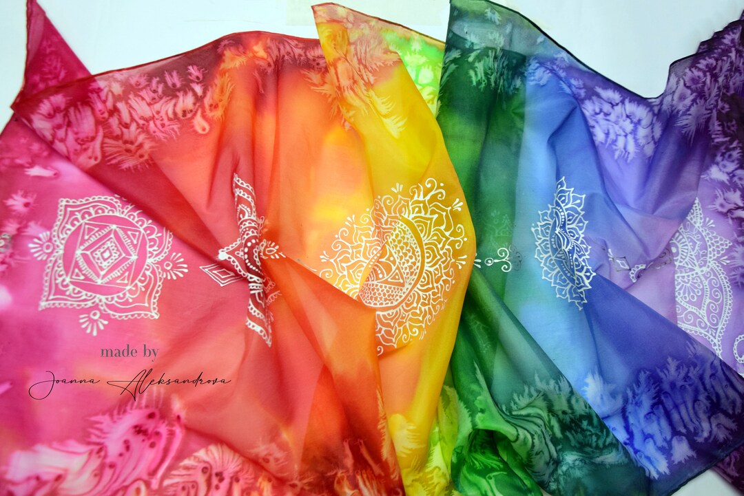 Hand Painted Silk Scarf- Mandala- Sacral Geometry Silk Art-chakra Silk ...