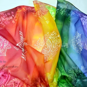 Hand Painted Silk Scarf- Mandala- Sacral Geometry Silk Art-chakra Silk ...