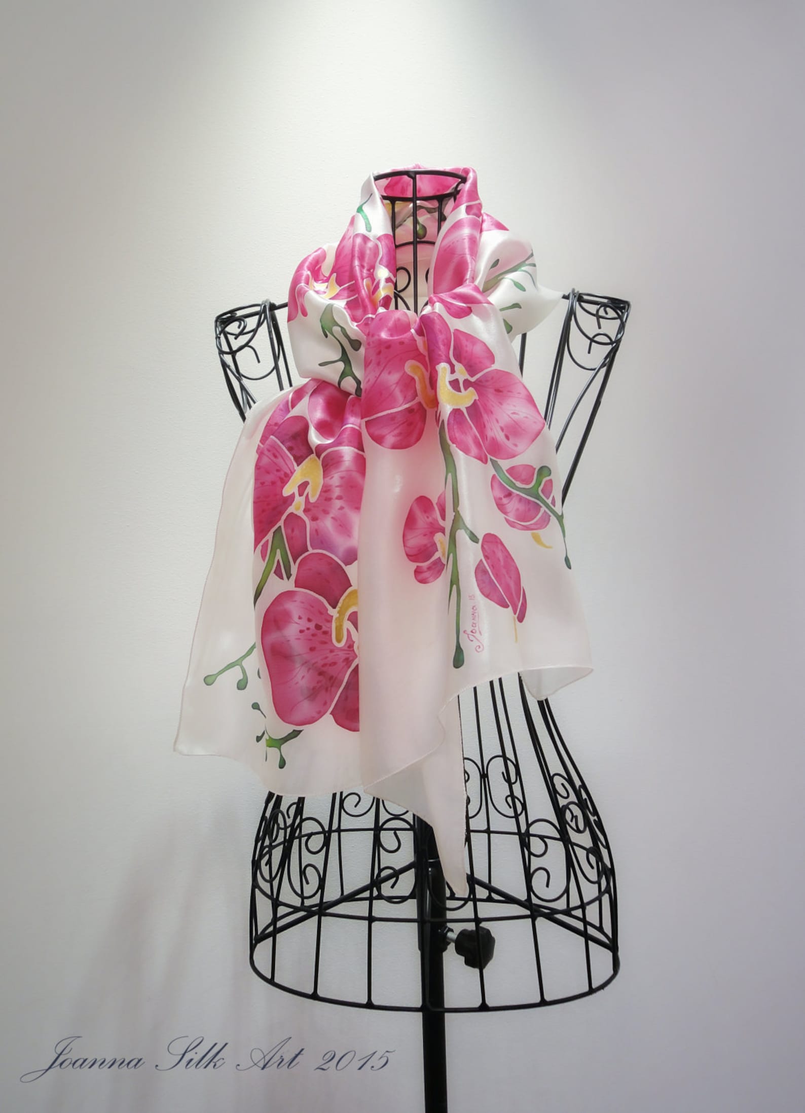 Hand Painted Silk Scarf - Tender Orchids- Flower Scarf-orchids Scarves ...