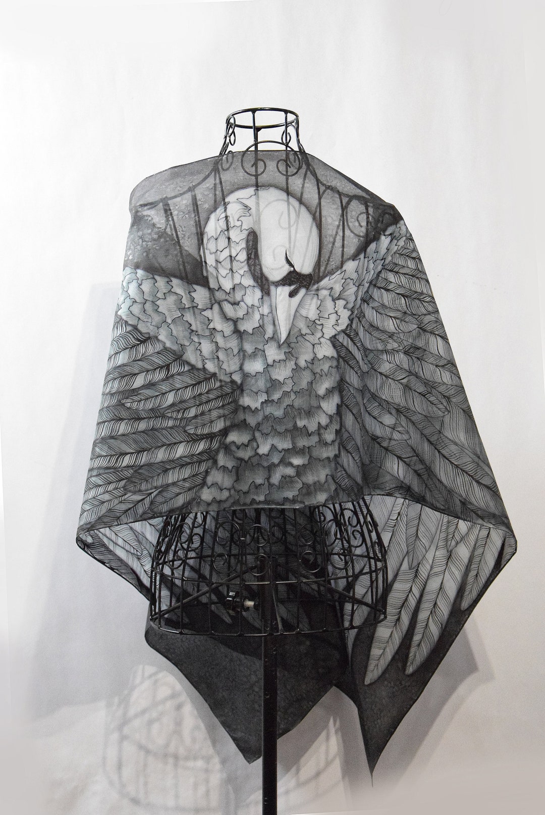 Monochrome Swan Silk Scarf - Hand Painted Unique Silk Scarf - Swan Silk ...