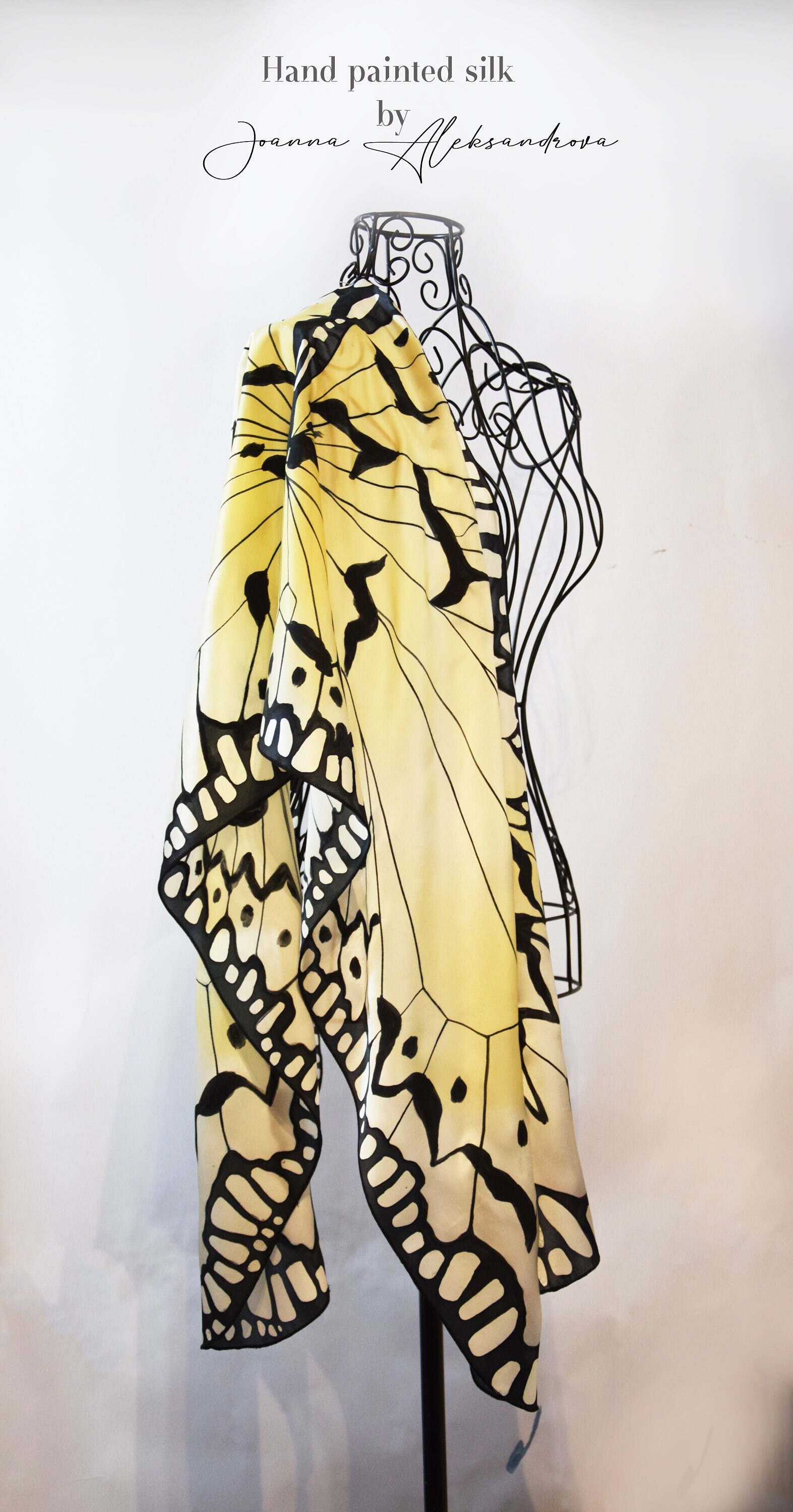 Hand Painted Silk Scarf - Alba Butterfly Wing- Butterfly Scarves- Wings ...