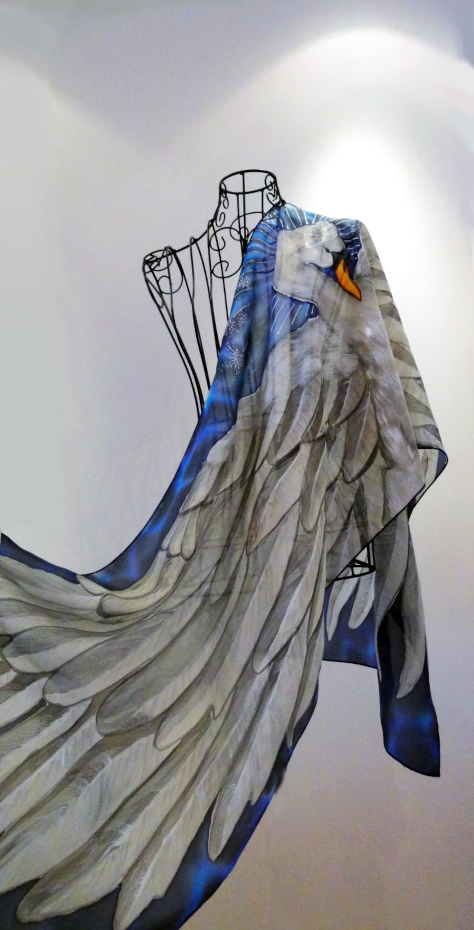 Hand Painted Silk Scarf the Swan Queen Swan Silk Scarf-bird Scarves ...