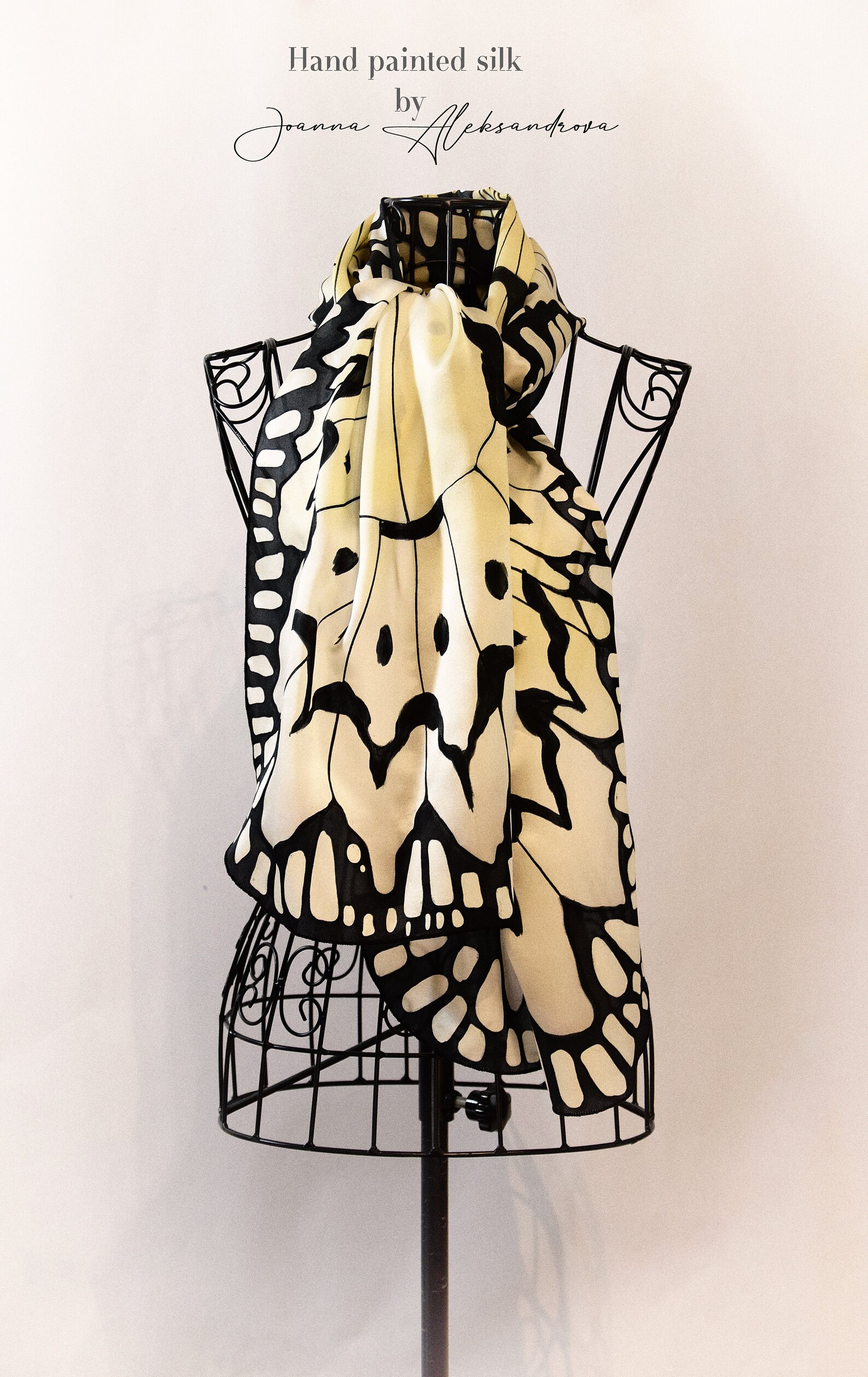 Hand Painted Silk Scarf - Alba Butterfly Wing- Butterfly Scarves- Wings ...