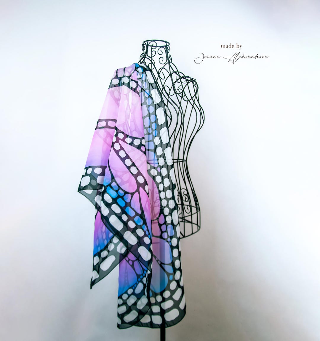 Hand Painted Silk Butterfly Wing Scarf: Cotton Candy Colors - Etsy