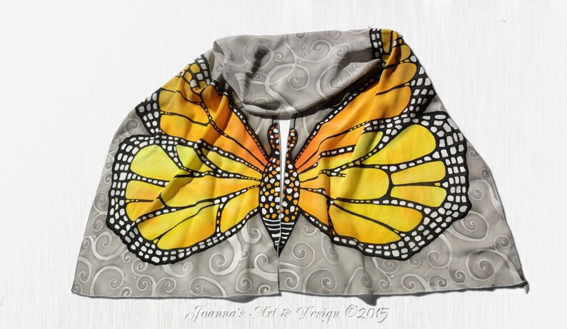 Hand Painted Pure Silk Scarf the Great Monarch - Etsy