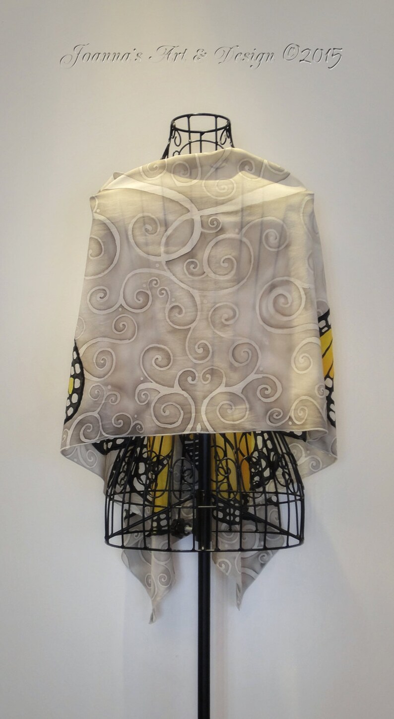 Hand Painted Pure Silk Scarf "the Great Monarch Butterfly" - Butterfly ...