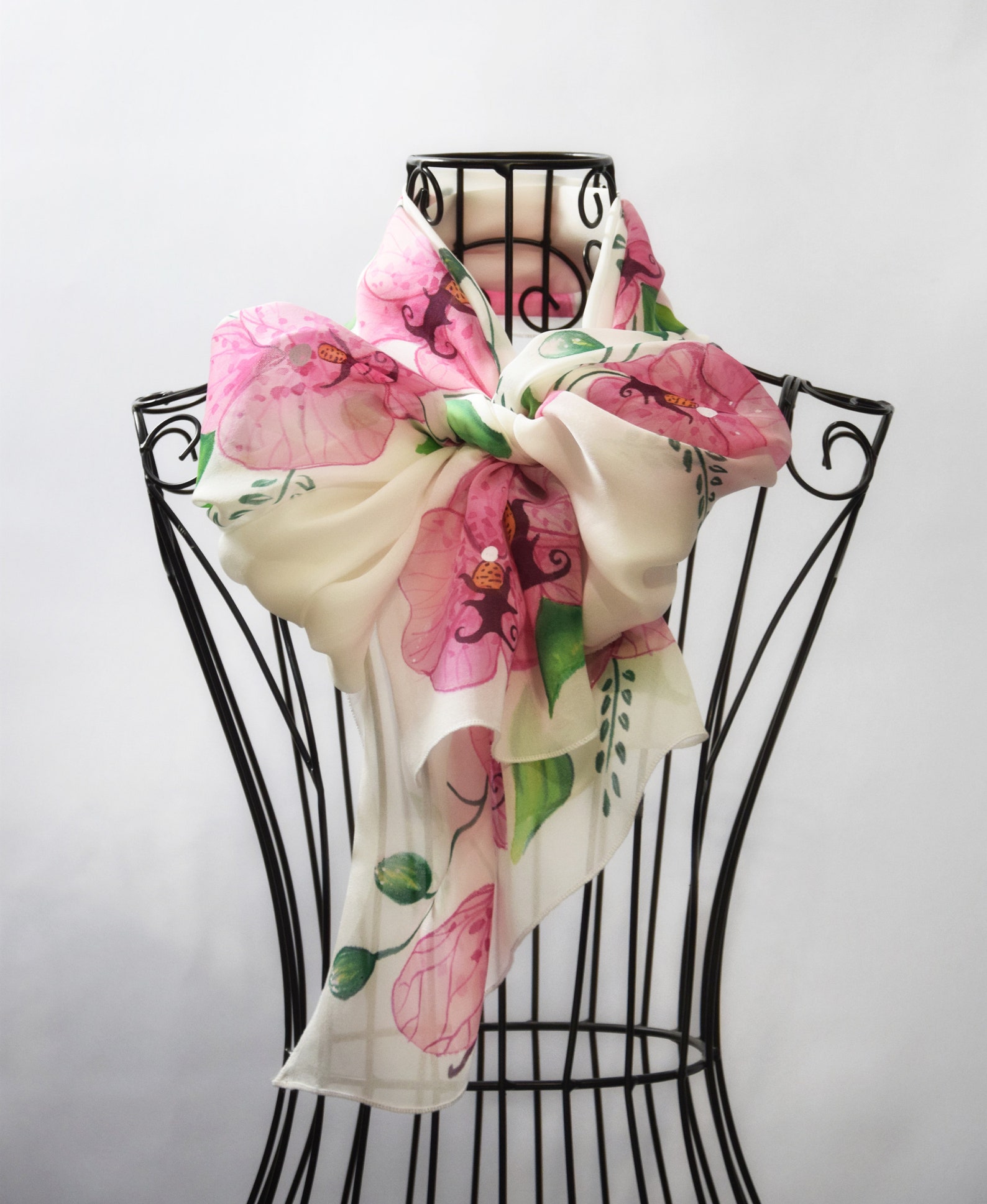 Hand Painted Silk Scarf Simply Orchids- Flower Scarf-orchids Scarves - Etsy