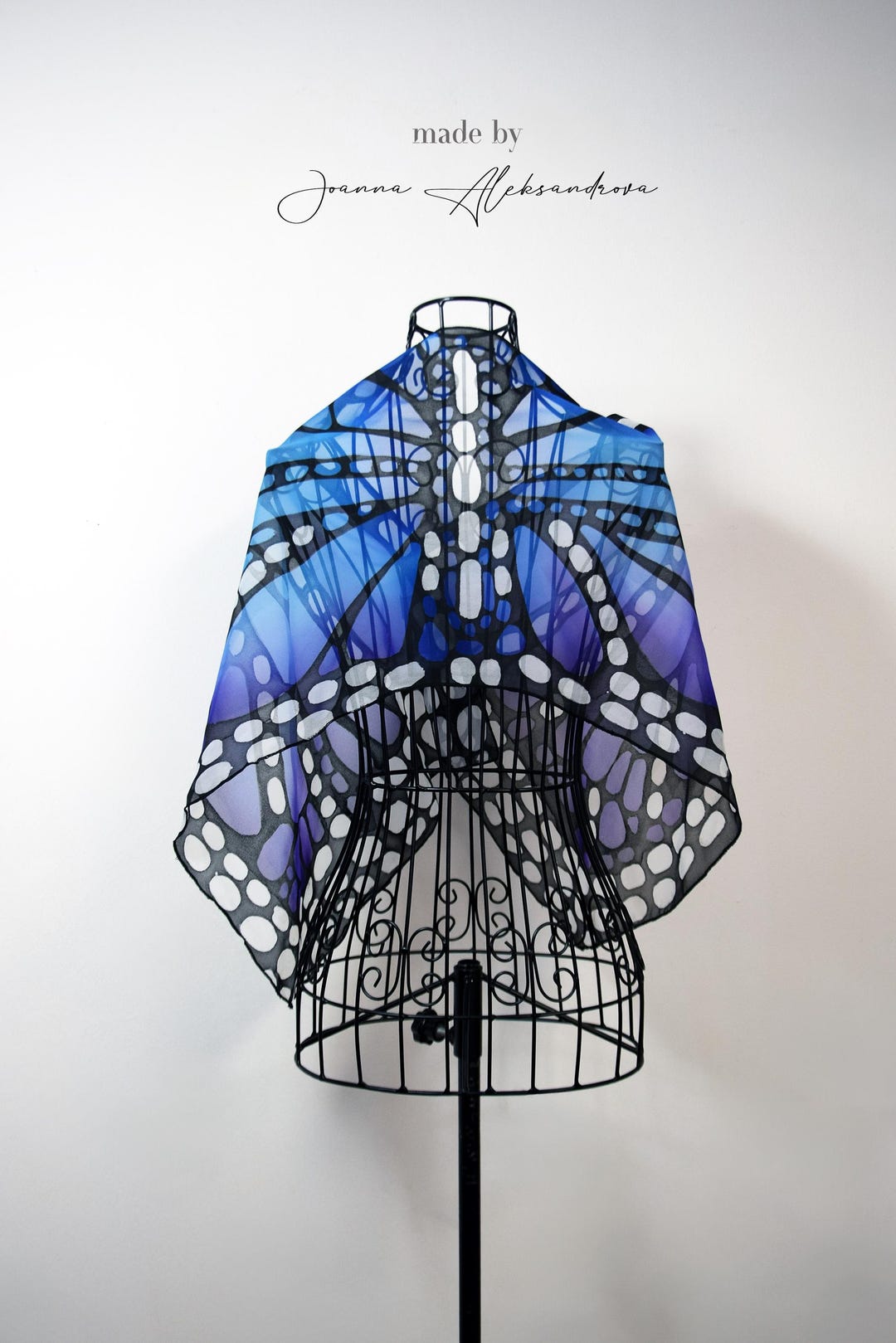 Hand-painted Butterfly Wing Silk Scarf: Blue Purple Chiffon - Etsy