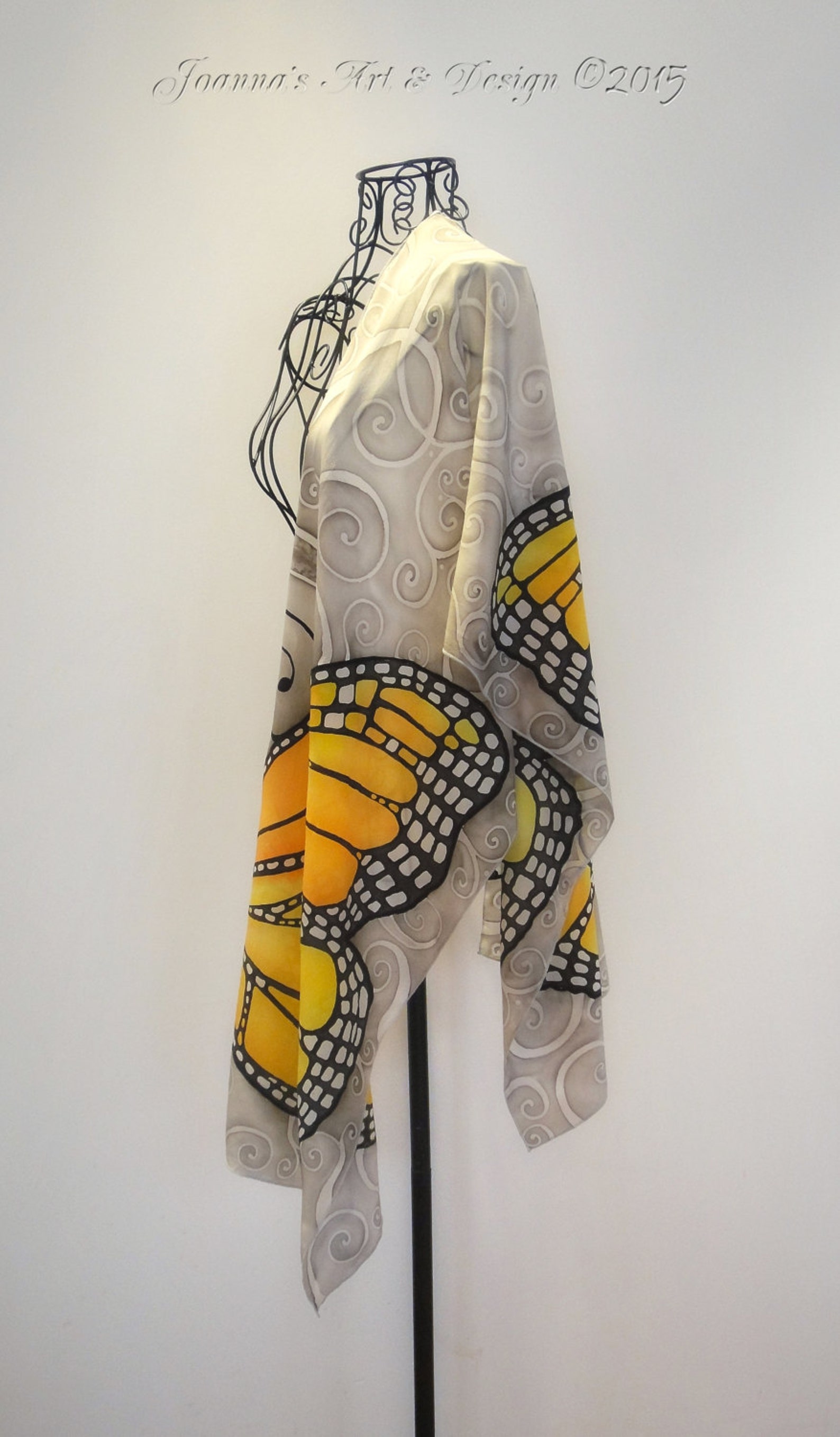 Hand Painted Pure Silk Scarf the Great Monarch - Etsy