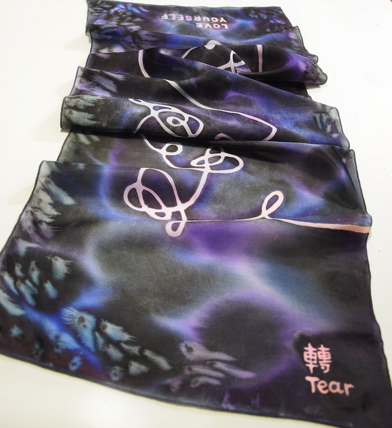 Hand Painted Silk Scarf Loveyourself-tear bts Fan Art Scarf - Etsy