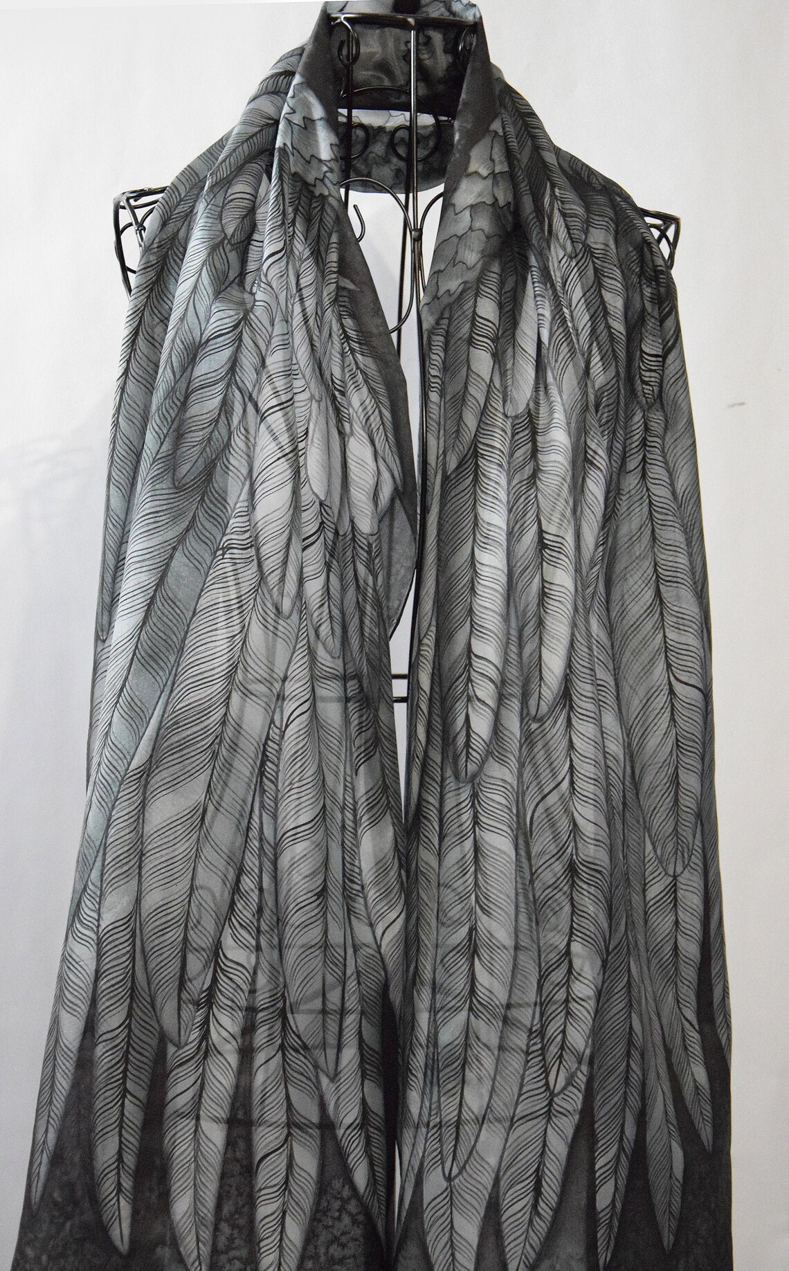 Monochrome Swan Silk Scarf - Hand Painted Unique Silk Scarf - Swan Silk ...