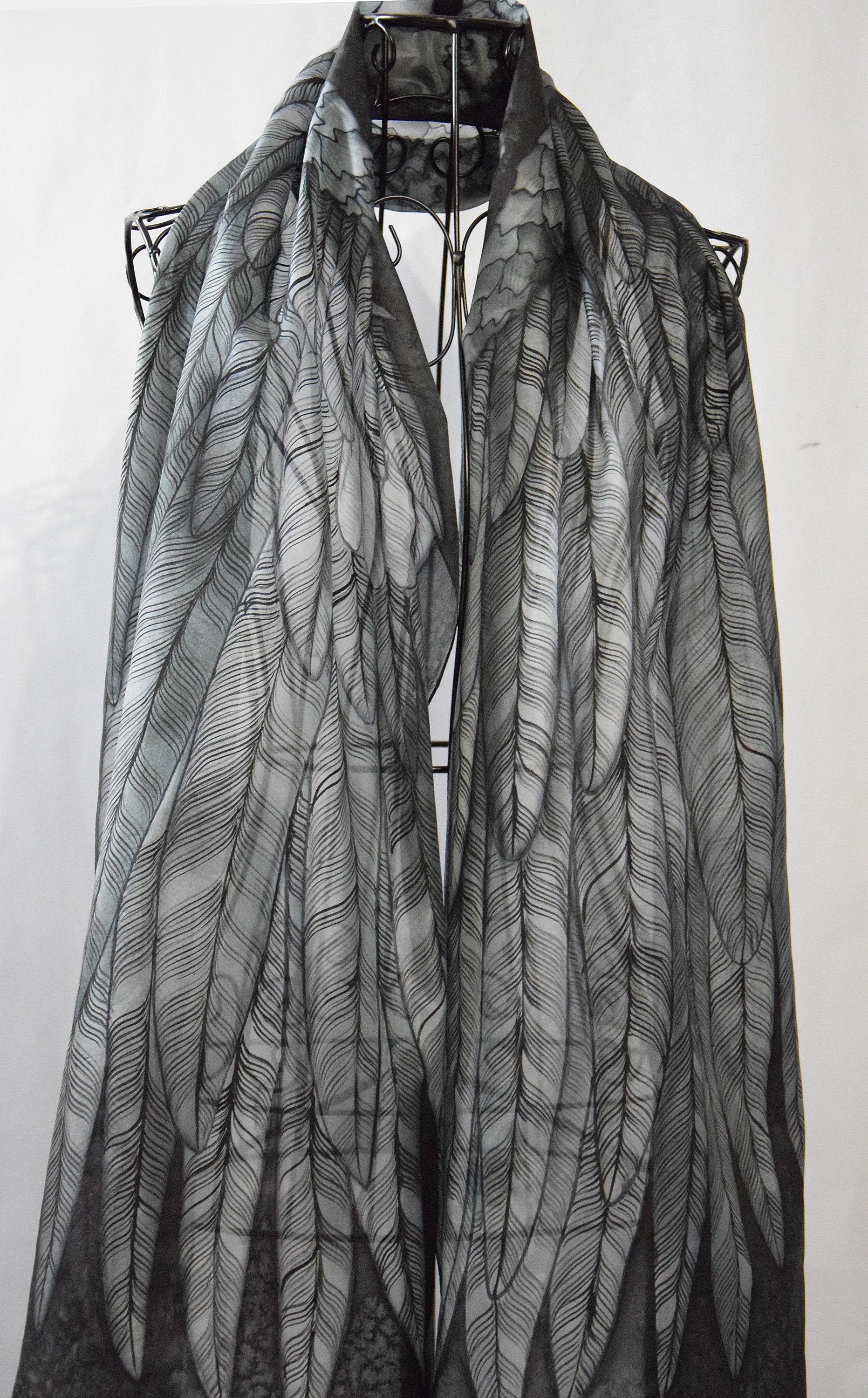 Monochrome Swan Silk Scarf - Hand Painted Unique Silk Scarf - Swan Silk ...