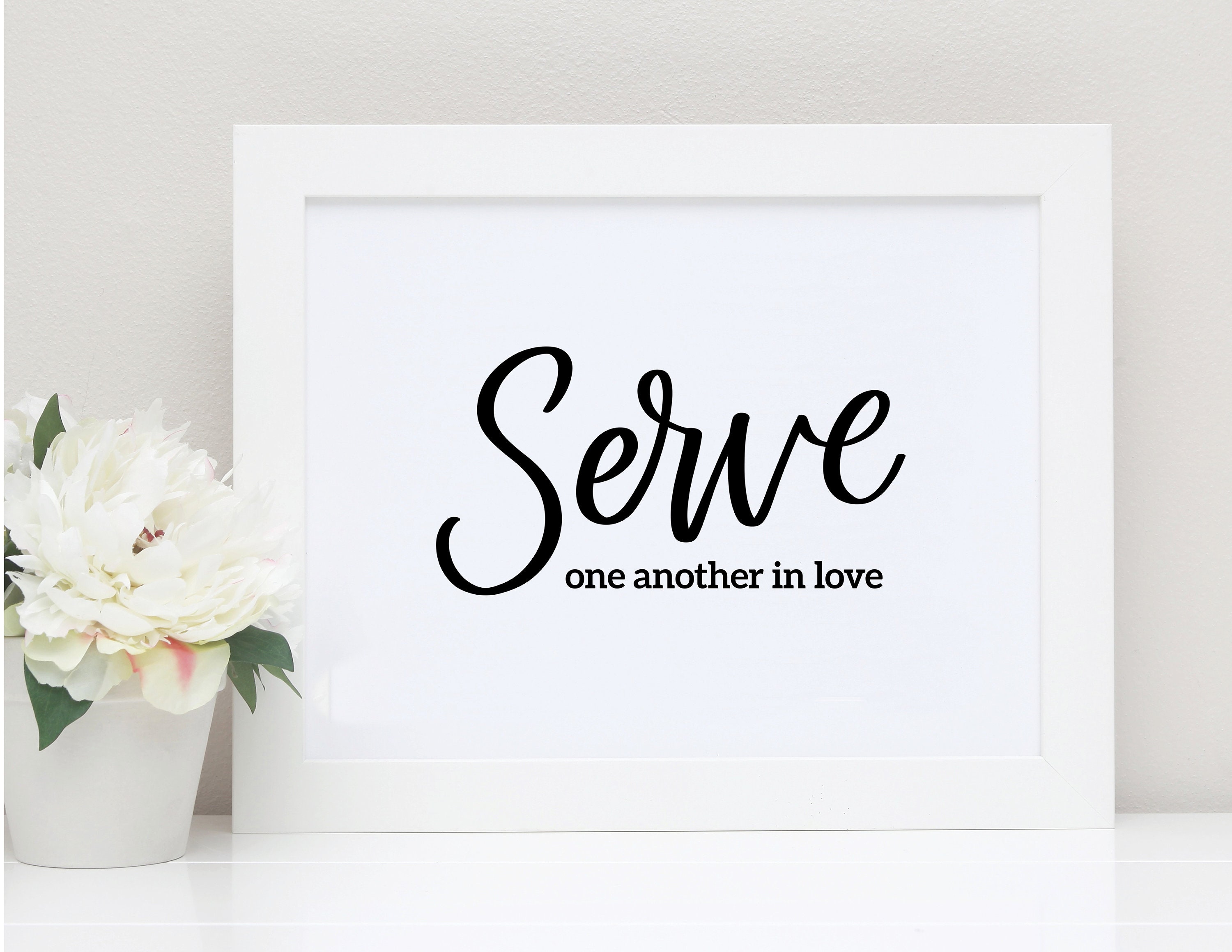Bible Verse Download, Serve One Another in Love, Hand Lettered Print ...