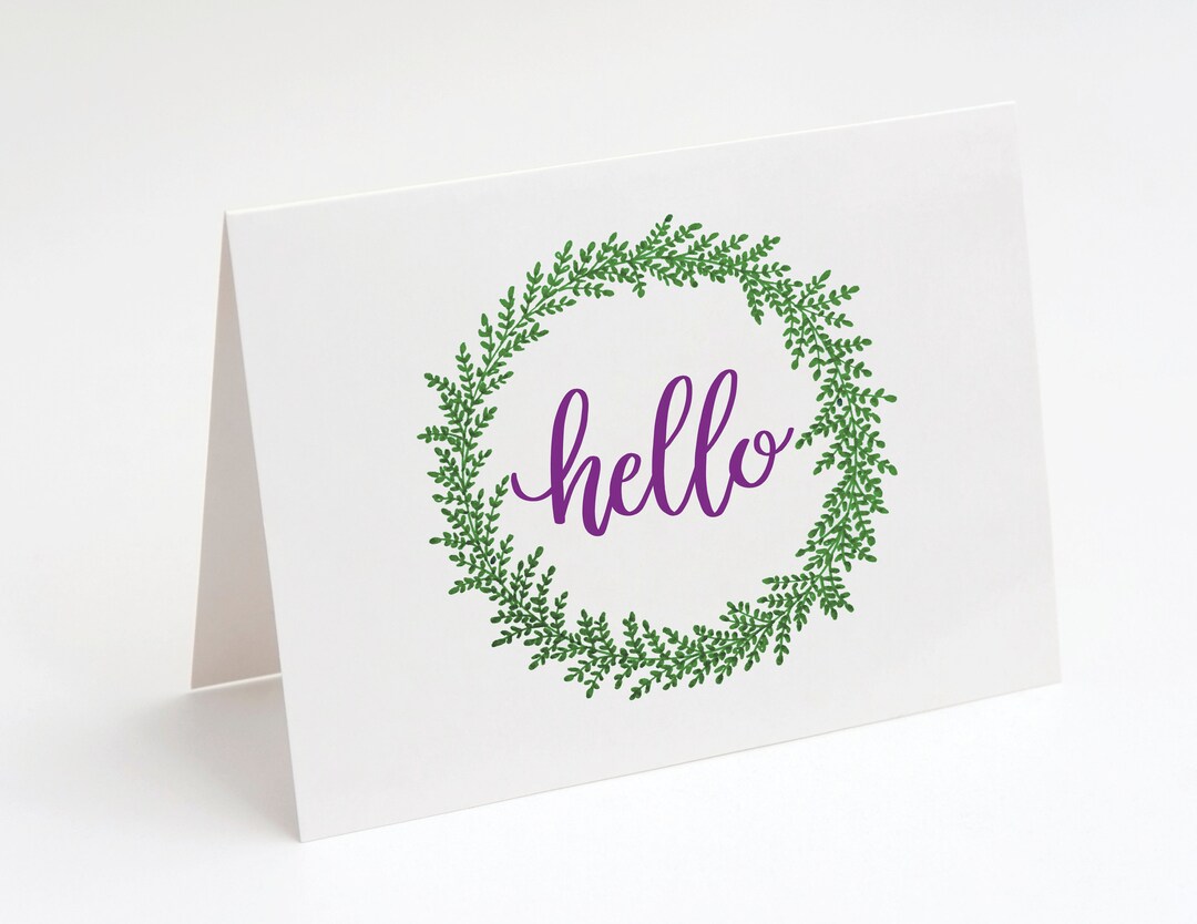 Hello Note Card, Printable Greeting Card, Blank Note Card, Instant ...