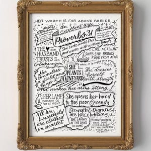 Unique Hand Lettered Proverbs 31 Scripture Verse Print Digital Download ...