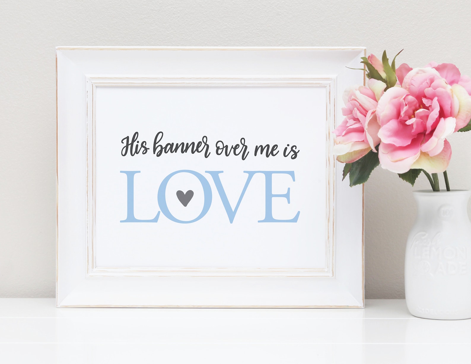 HIS BANNER Over Me is LOVE Printable, Nursery Print, Song of Solomon 2: ...