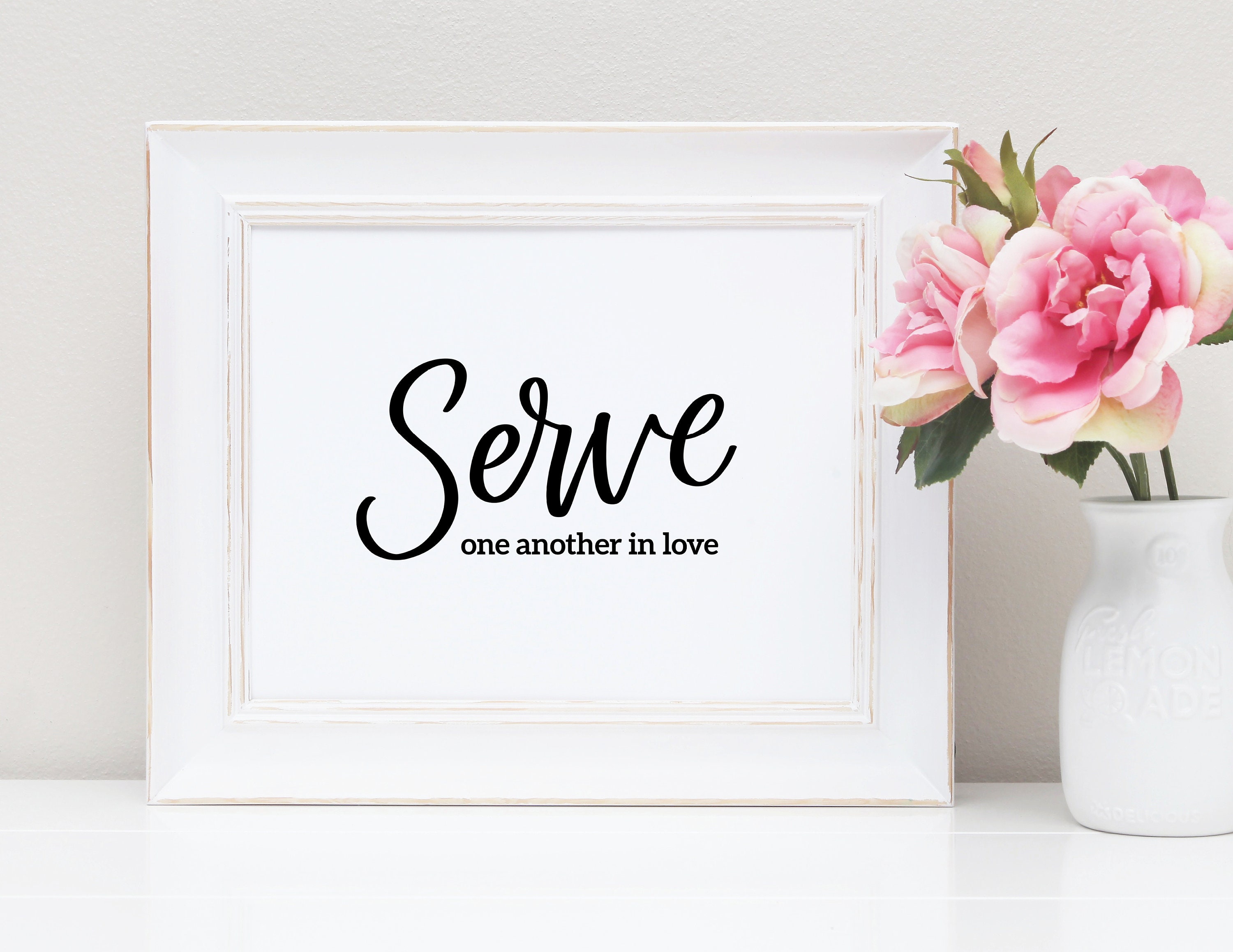 Bible Verse Download, Serve One Another in Love, Hand Lettered Print ...