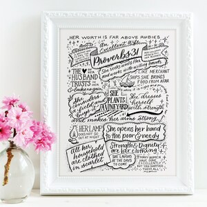Unique Hand Lettered Proverbs 31 Scripture Verse Print Digital Download ...