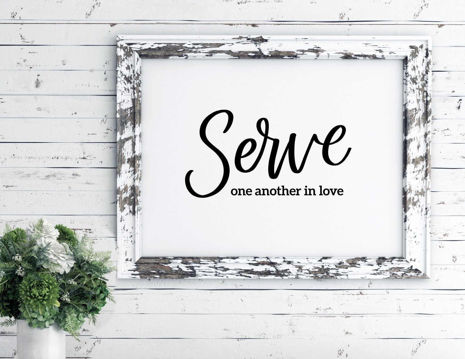 Bible Verse Download, Serve One Another in Love, Hand Lettered Print ...
