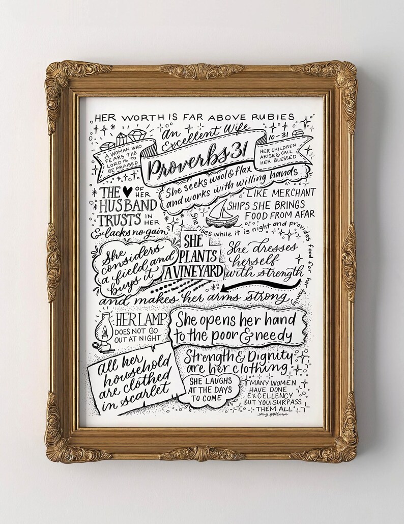 Unique Hand Lettered Proverbs 31 Scripture Verse Print Digital Download ...