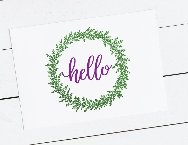 Hello Note Card, Printable Greeting Card, Blank Note Card, Instant ...