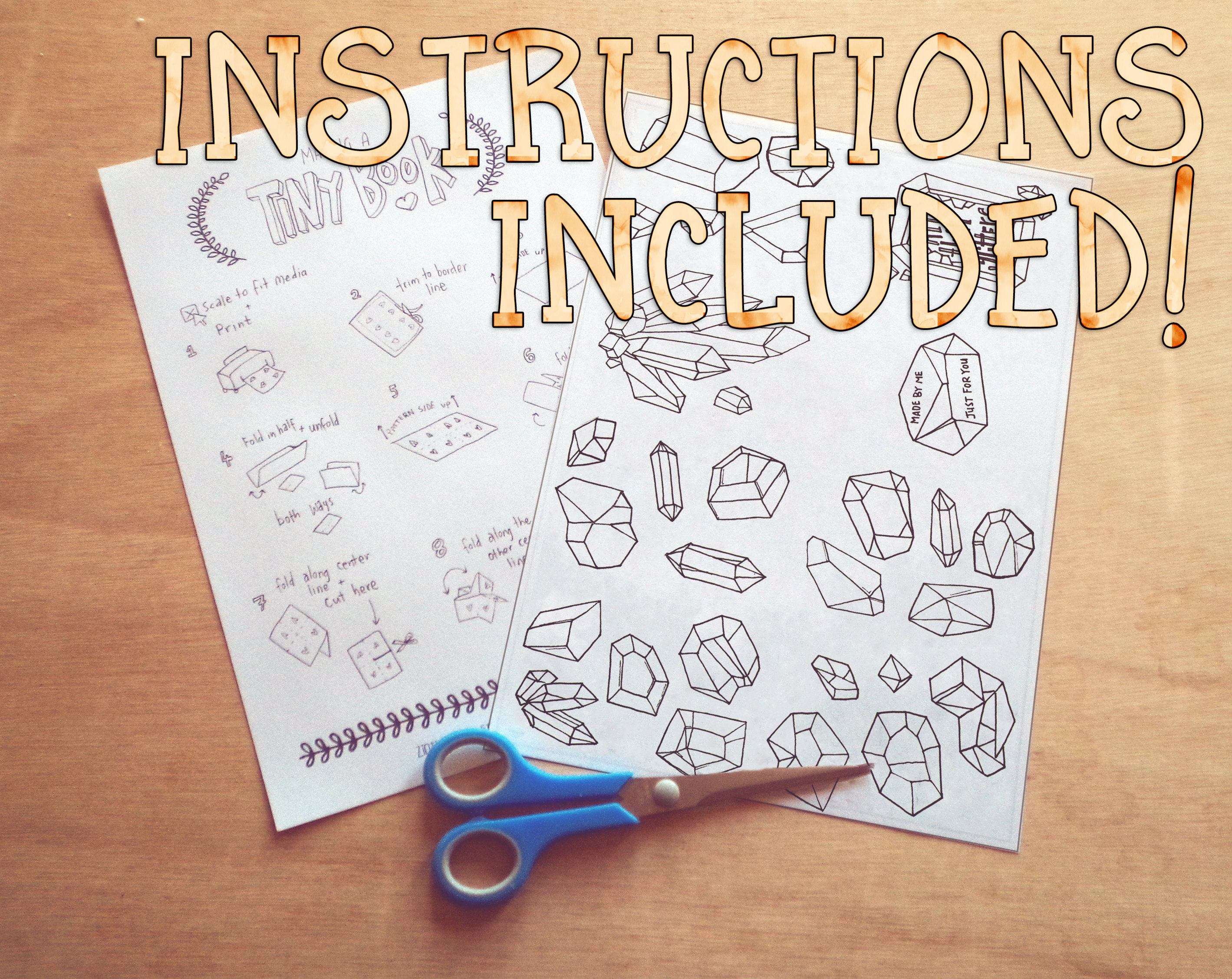 DIY Mini Zine Coloring Book - Gemstones - Coloring Book - Printable - Etsy