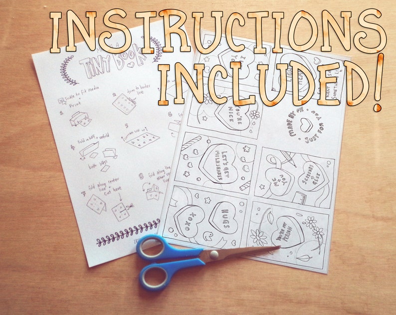 DIY Mini Zine Coloring Book - Light Hearts - Coloring Book - Printable ...