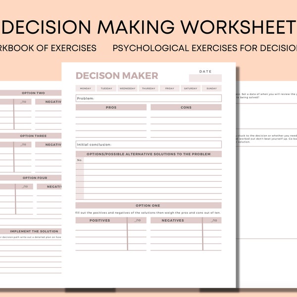 Decision Making Worksheet - Etsy